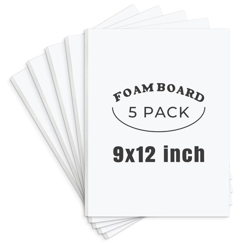5 Pack 9x12 White Foam Core Boards, 1/8" Thick for Display & Projects ...