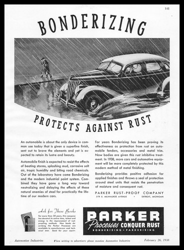 1938 Parker Rust Proof Detroit MI "Bonderizing" Protects Against Rust ...