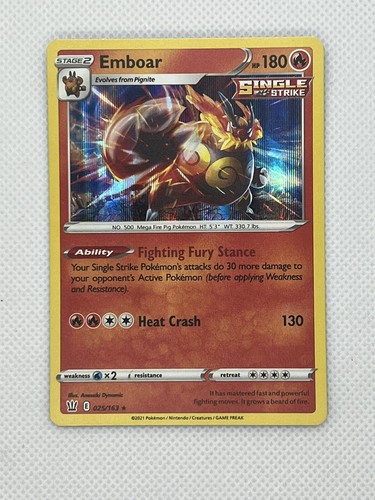 Pokémon TCG Emboar Sword & Shield - Battle Styles 025/163 Holo Holo ...