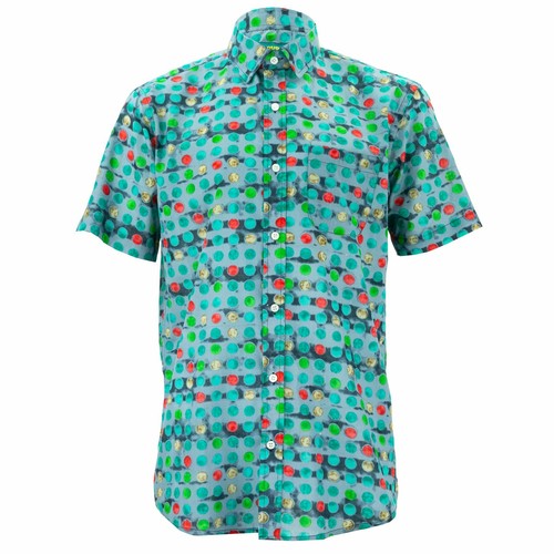 Mens Shirt Loud Originals REGULAR FIT Spots Turquoise Retro Psychedelic ...