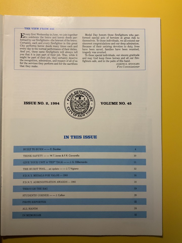 WNYF FDNY New York Firefighters Magazine FDNY 2nd 1984 FDNY Medals for ...