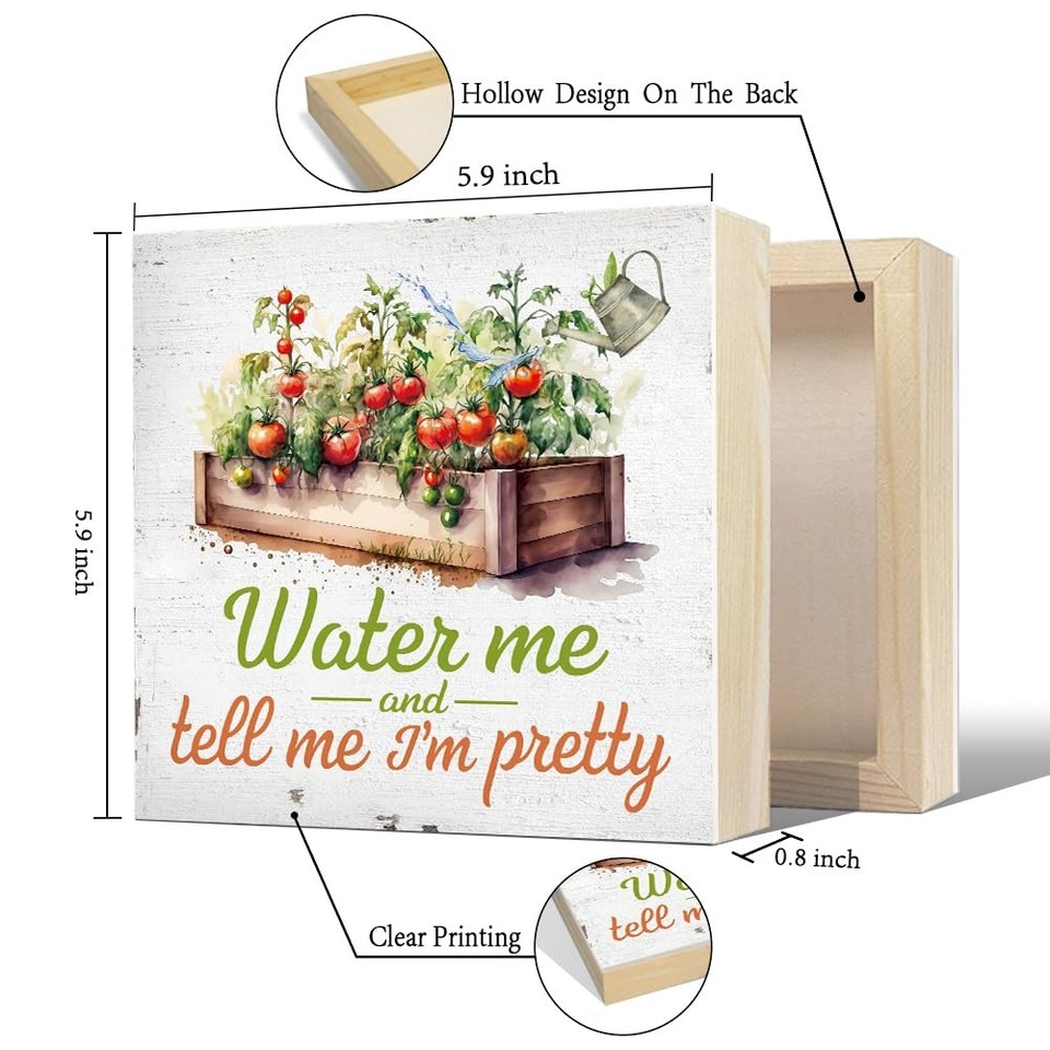 Water Me And Tell Me I'm Pretty Wooden Sign, Cute Office Desk Decor for ...