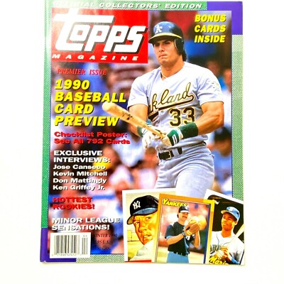 Topps Magazine Winter Premier Issue 1990 Jose Canseco w/Bonus Cards ...