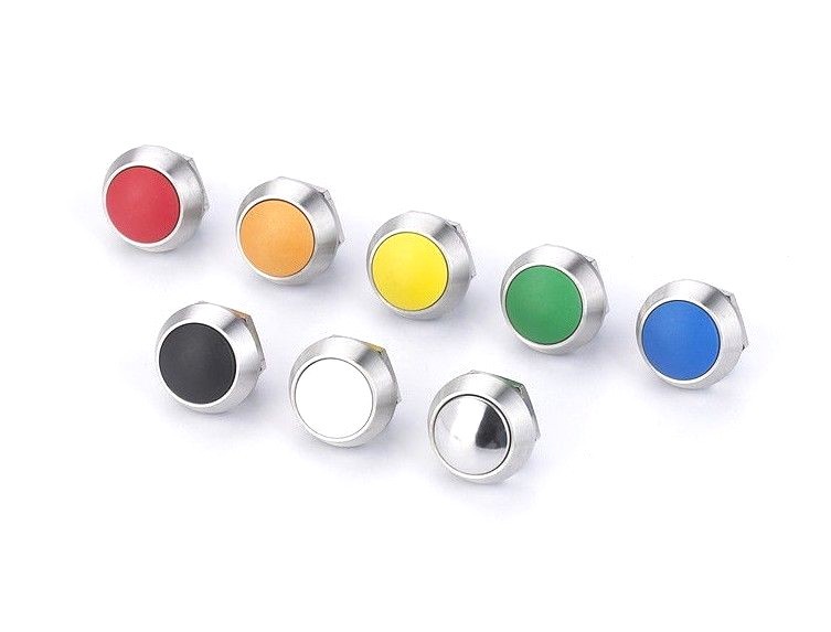 Switch Round Metal Push Button 12mm Momentary Black White Red Green ...