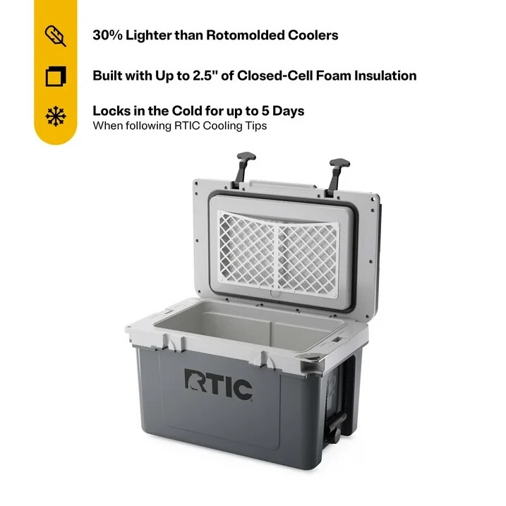 RTIC 32 QT Ultra-Light Hard-Sided Ice Chest Cooler, Fits 48 Cans, Dark ...
