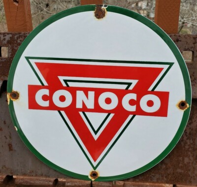 VINTAGE CONOCO GASOLINE PORCELAIN METAL SOLDIER MINUTEMAN SERVICE ...