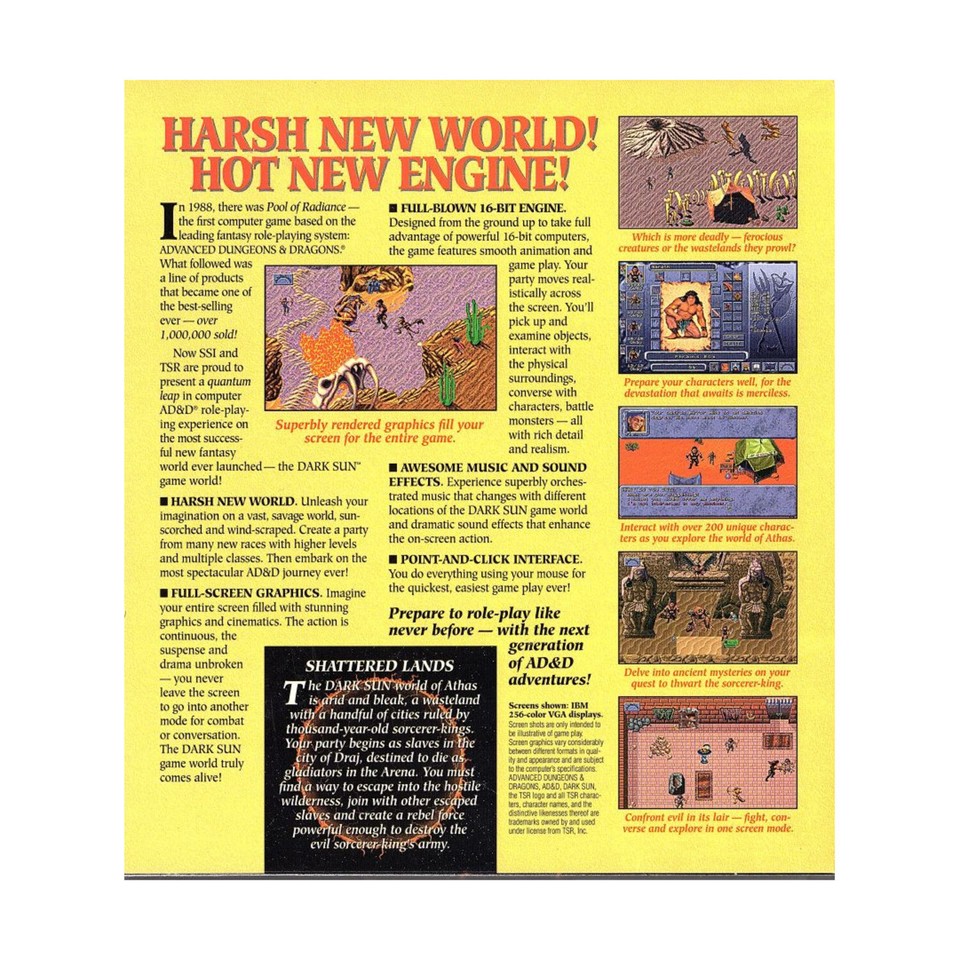 D&D Computer Game Dark Sun - Shattered Lands VG+/NM 16685141679 | eBay