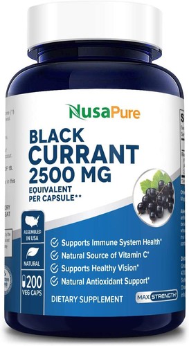Black Currant Oil 2500 Mg 200 Veggie Capsules (Powder, Vegetarian, Non ...