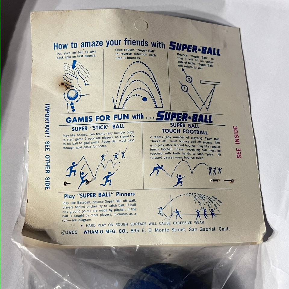Orig Vintage 1965 Wham O Super Ball Sealed In Package New Old Stock ...
