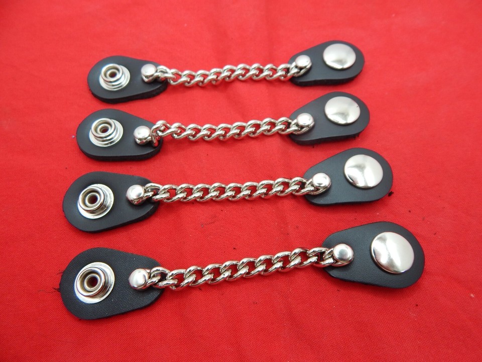 Snap Button Biker Motorcycle Leather and Chain Vest Extenders Junk Draw ...