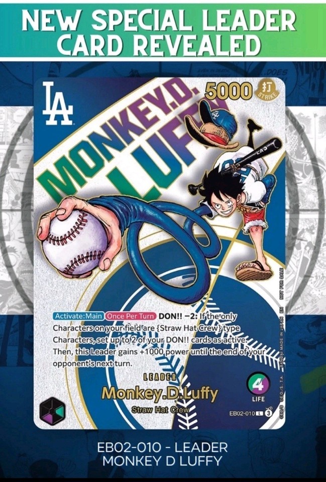 Dodgers X ONE PIECE collab CARD SGA Monkey D. Luffy 7/03/25 OPTCG | eBay