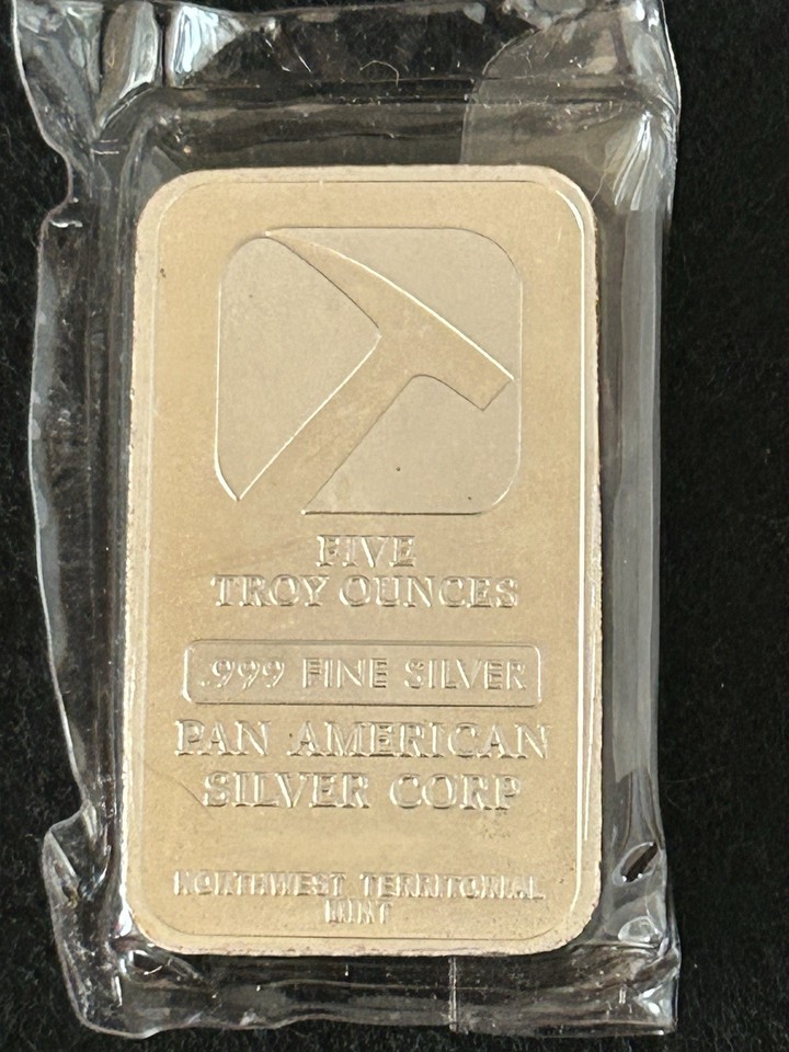 .999 Fine Silver 5 Oz. Troy PAN AMERICAN SILVER BAR Bullion SEALED ...
