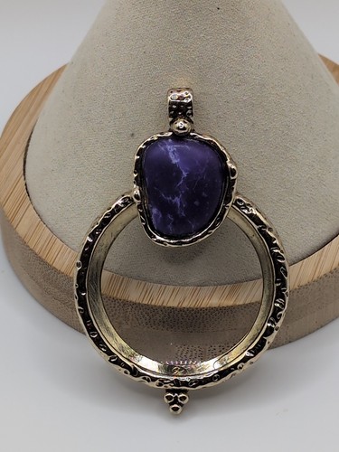 Gold Tone Purple Stone Magnifying Glass Pendant 2.5" | eBay UK