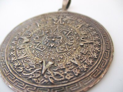 Vintage 925 Inca/Mayan Calendar Pendant Two Sided Spiritual South ...