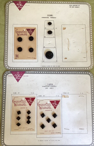 2 Le Chic Cards of Vintage 10 cent Black Plastic Buttons On Retail ...