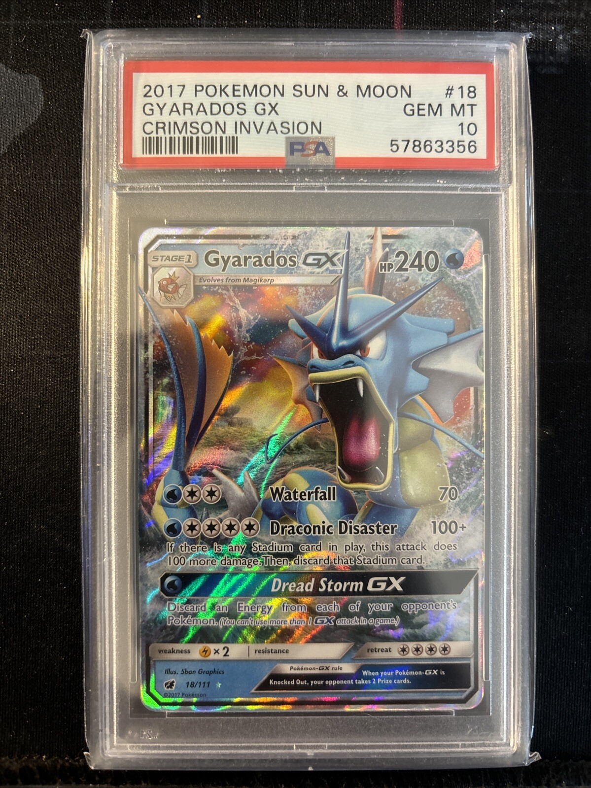 2017 Pokemon Sun & Moon Crimson Invasion Gyarados GX #18 PSA 10 Gem ...