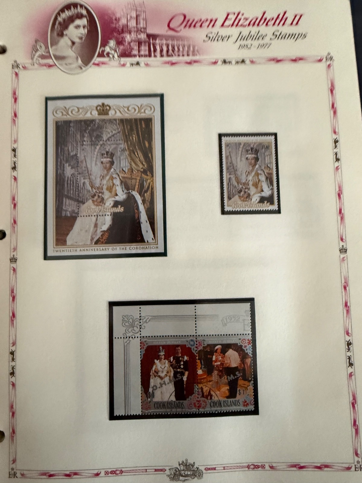 Queen Elizabeth II Coronation silver anniversary stamps with 1st/2nd ...