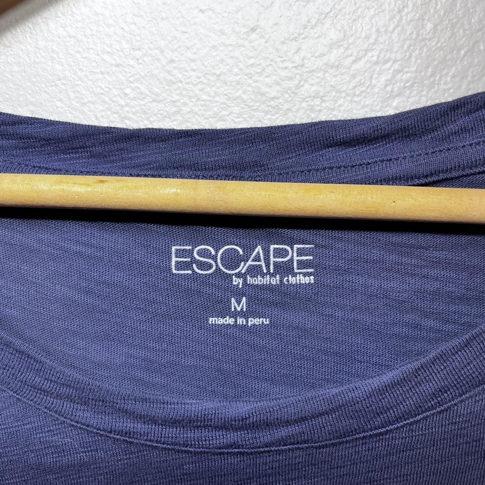 Escape by Habitat Clothes Shirt Womens Medium Blue Slub Knit Short ...
