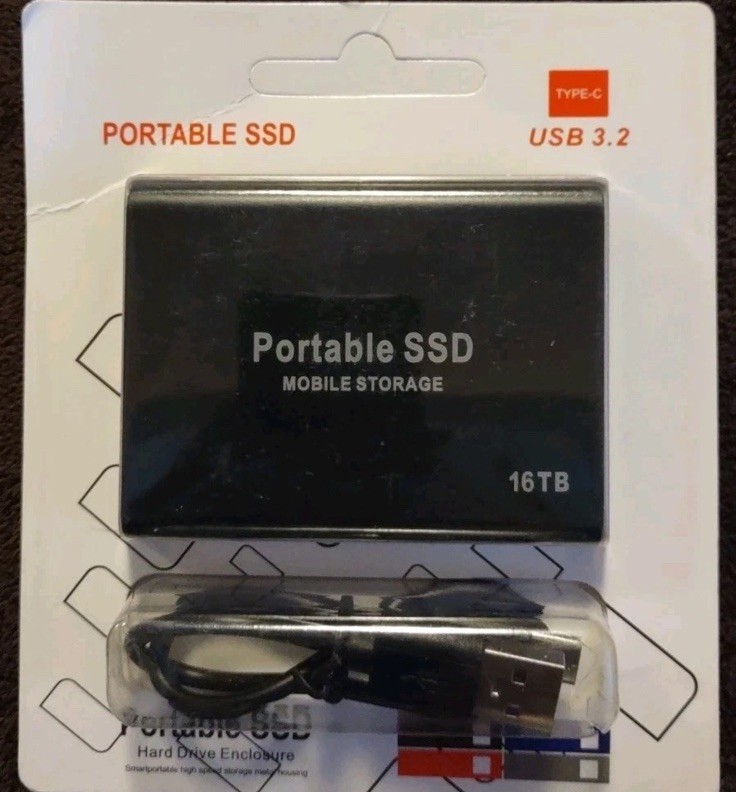 16TB Portable SSD Hard Drive With USB C Cable Unbranded New In Package ...