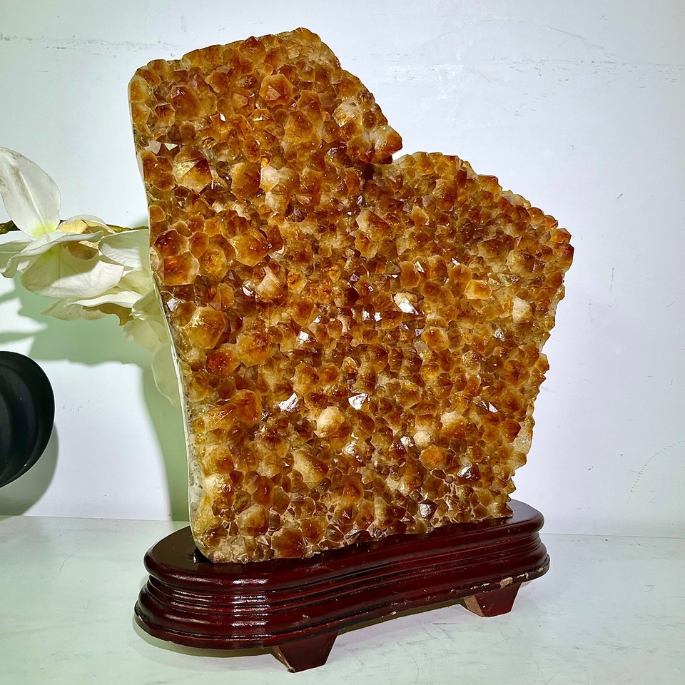 17.18LB Rare natural yellow crystal cluster flower yellow crystal block ...