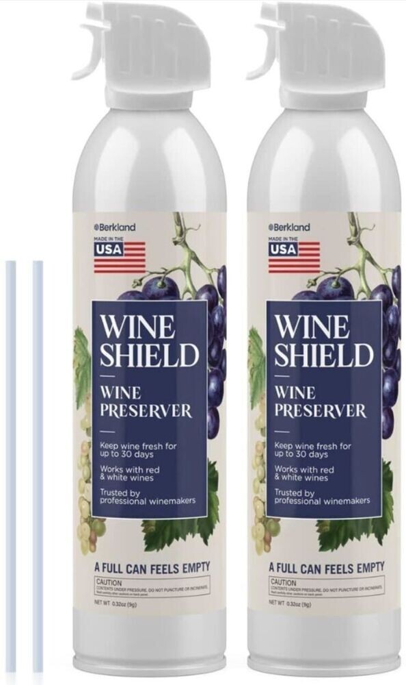 2 PACK Berkland WINE SHIELD Nitrogen Sparging system Aerosol Spray ...