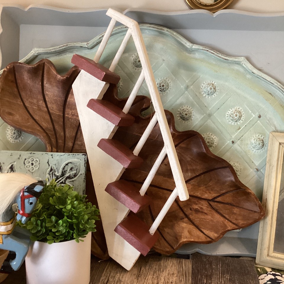 vtg Wood stairs spindle Wall Shelf knick-knack display miniature Not ...