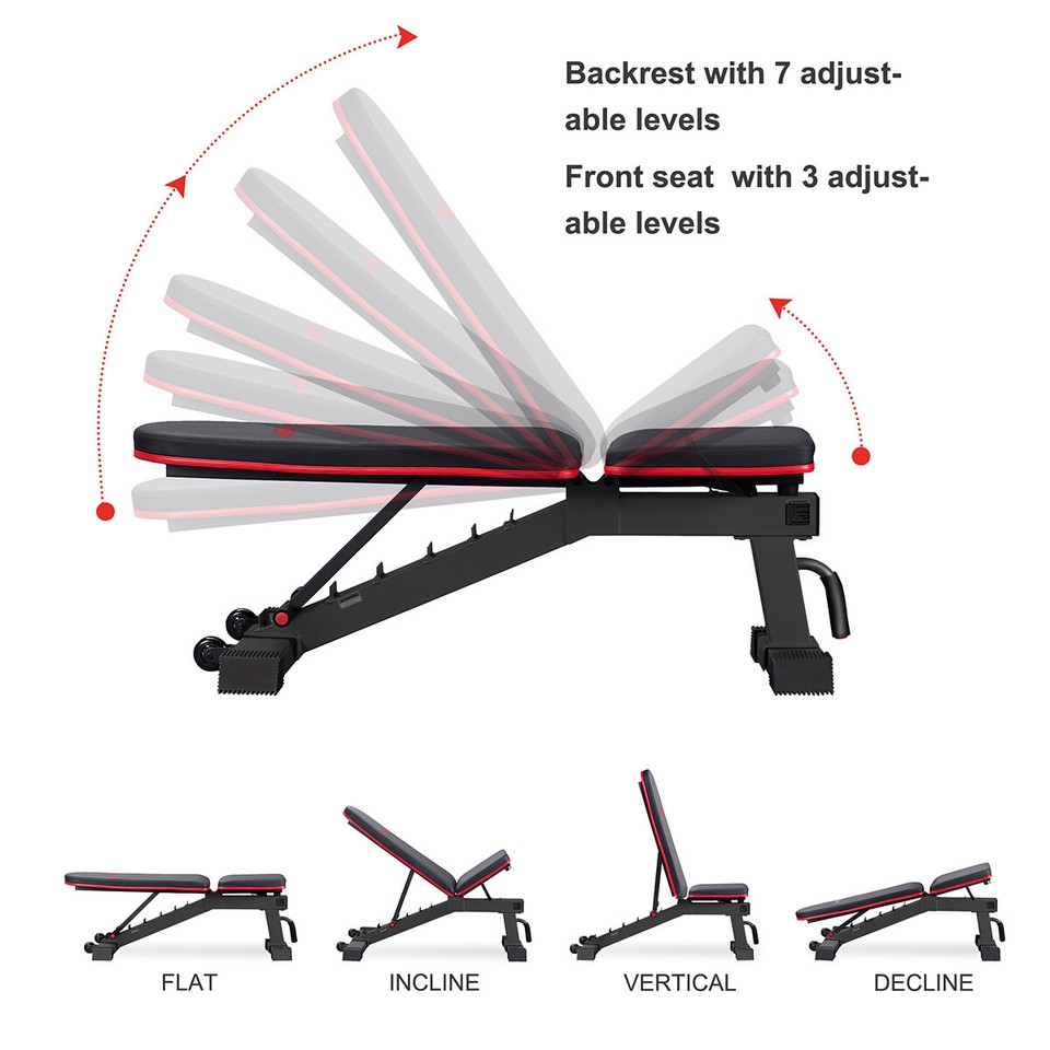 1000lb Heavy Duty Adjustable Weight Bench for Full Body Workout for ...