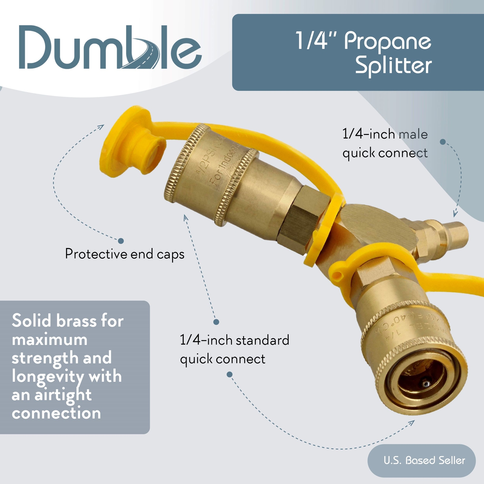 Dumble 1/4in Propane Tank Adapters LP Gas Line Splitter 2 Way Hose Tee ...