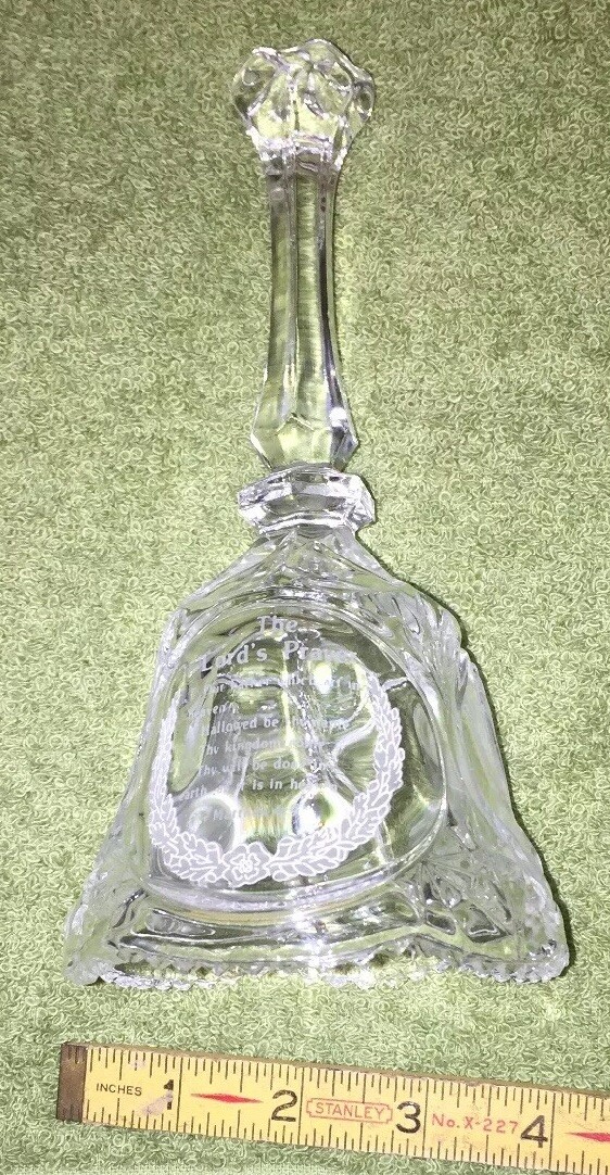 Vintage 1986 Artmark 24% Lead Crystal "The Lords Prayer" Glass Bell, 8 ...