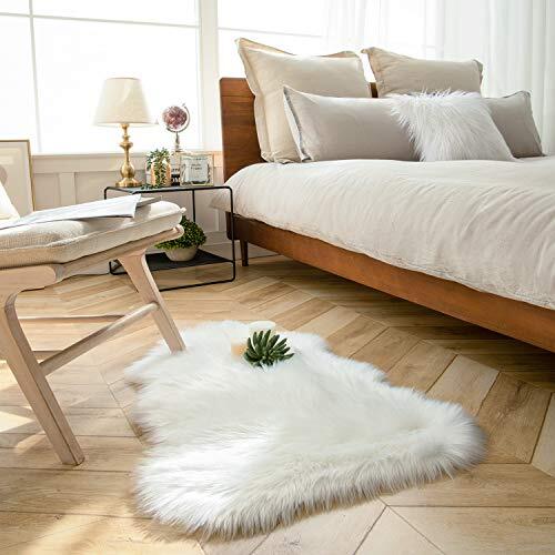 Ashler Faux Fur Rug, White Small Area Rugs, Fluffy Sheepskin 2 x 3 ft C ...