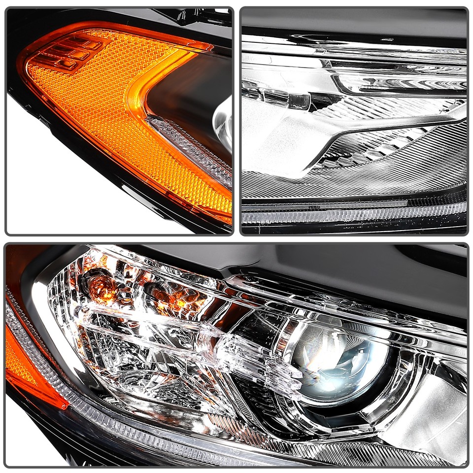 Right RH Side Headlight Assembly For 2017-2020 Ford Fusion Black w ...