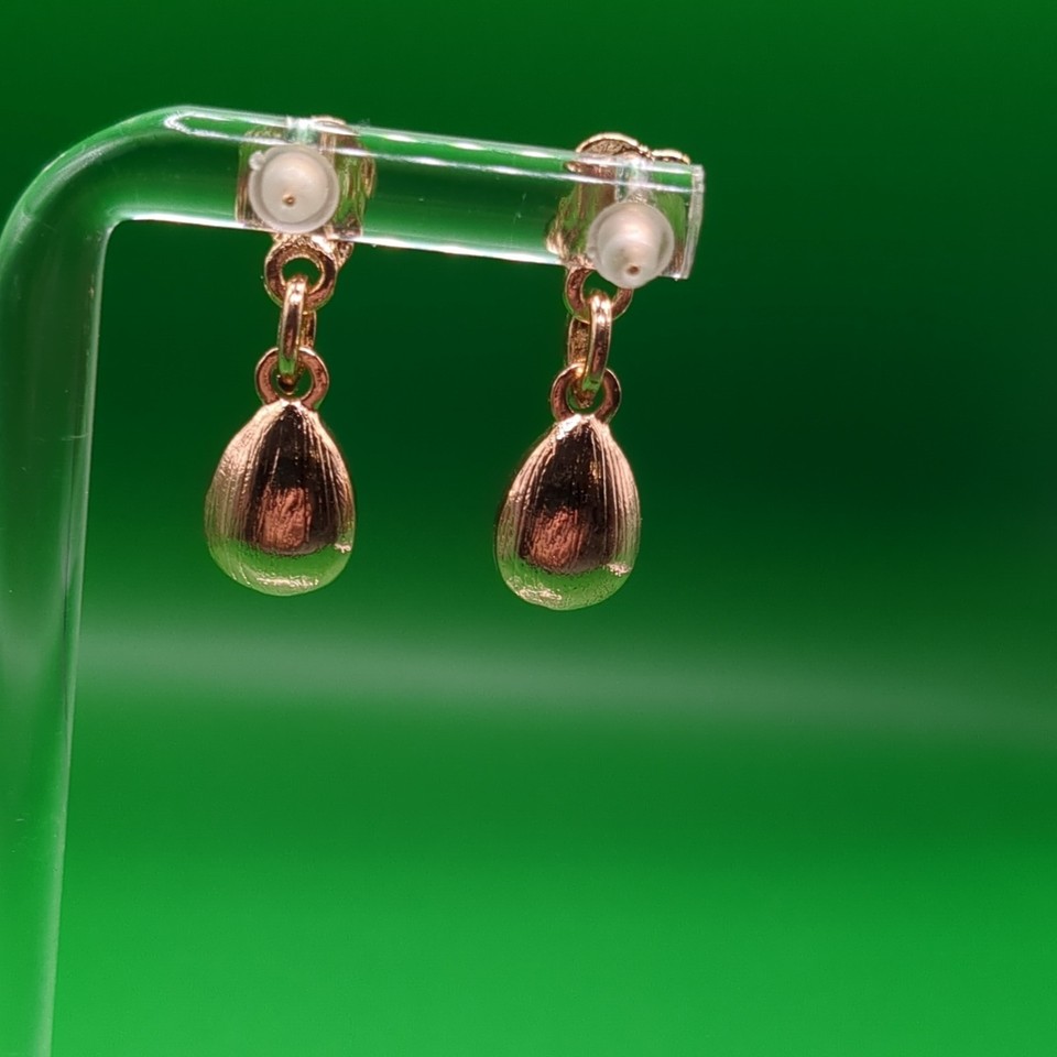 Teardrop Dangle Drop Earrings, Red Gold Metal Stone, Push Back | eBay