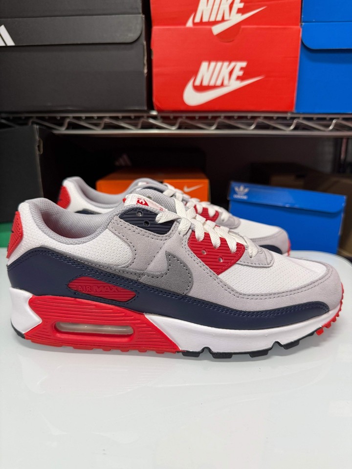 Nike Men's Air Max 90 USA White Red Blue Shoes DM0029-117 | eBay