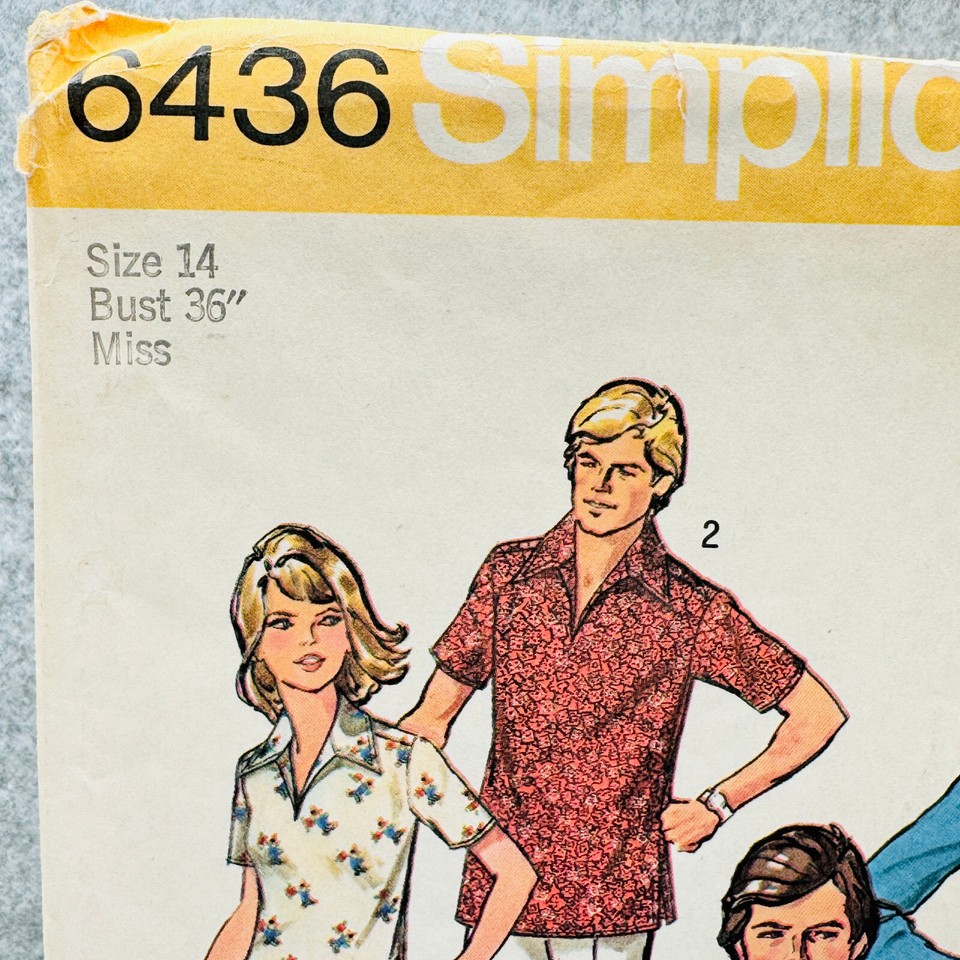 Simplicity 6436 Pullover Shirt with Collar Misses Size 14 Vintage ...