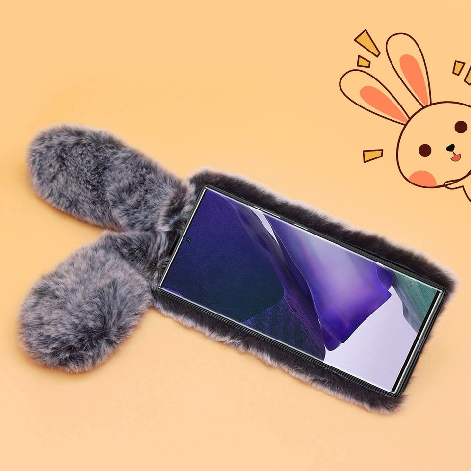 For Google Samsung Soft Phone Case Cute Bunny Rabbit Fur Plush Fuzzy ...