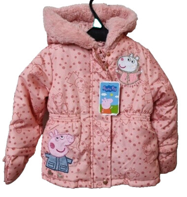 Peppa Pig pink autumn/winter/spring coat/jacket+mitts gloves age 1 - 1. ...