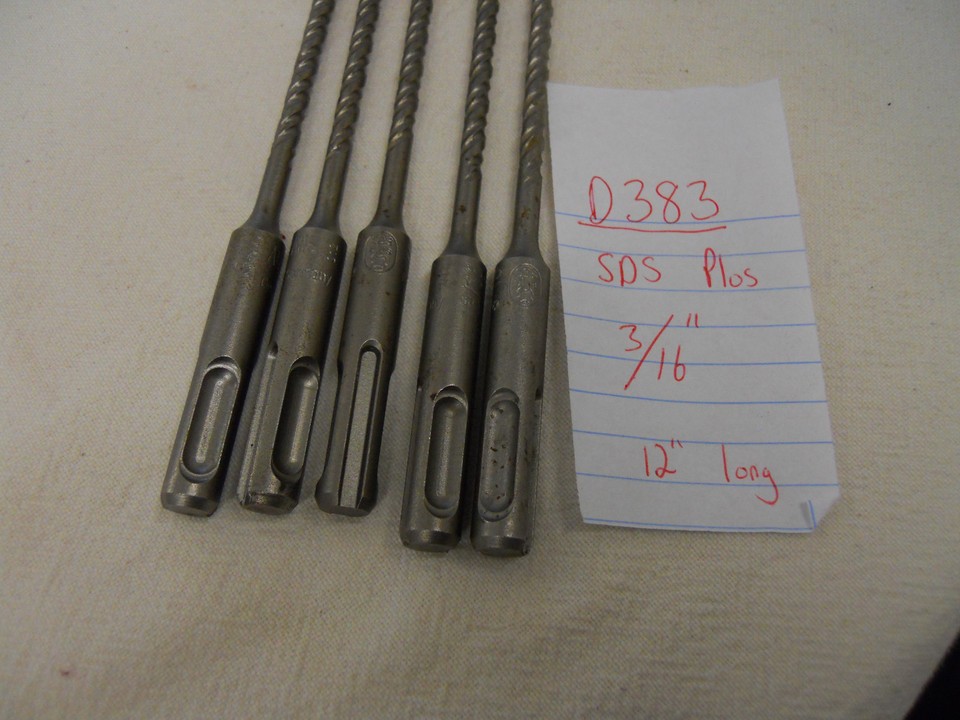 5 NEW BOSCH ANSI SDS PLUS CARBIDE TIPPED 3/16" X 12" DRILL BIT. GERMAN ...
