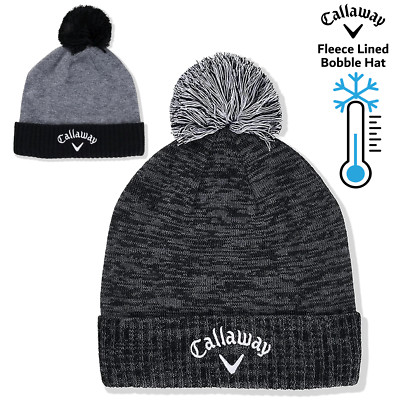 CALLAWAY GOLF BOBBLE HAT GOLF WINTER HAT FLEECE LINED WINTER BEANIE ...