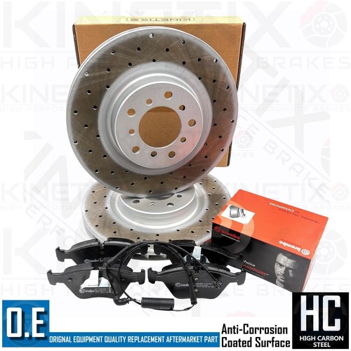 For BMW M3 E46 Front Cross Drilled Brake Discs Brembo Pads Wire Sensor ...
