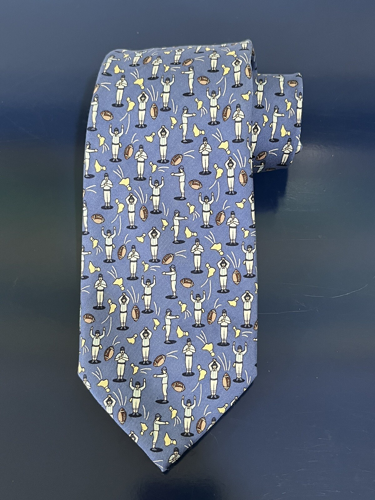 Vineyard Vines Football Referee Yellow Flag Tie Blue … - Gem