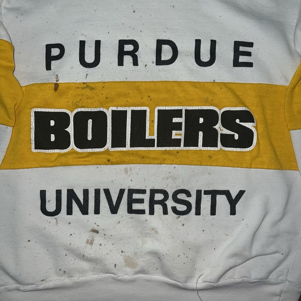 Vtg 80s Purdue University Boilermaker Train Distressed Stained Sweatshirt XL | eBay