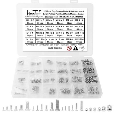 1200pcs Metric Tiny/Very Small/Micro Machine Screw Nuts Assortment Kit ...