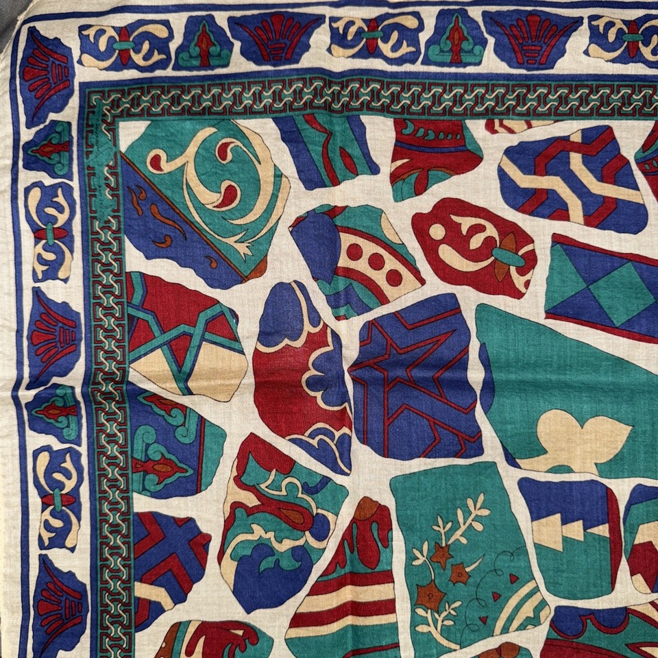 Ginnie Johansen Vintage Scarf Cotton Square Vibrant Colors 1988 Made In ...