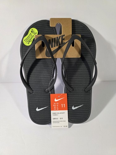 NEW NIKE Women's Size 11 SOLARSOFT THONG 2 - Black and White FLIP-FLOPS ...