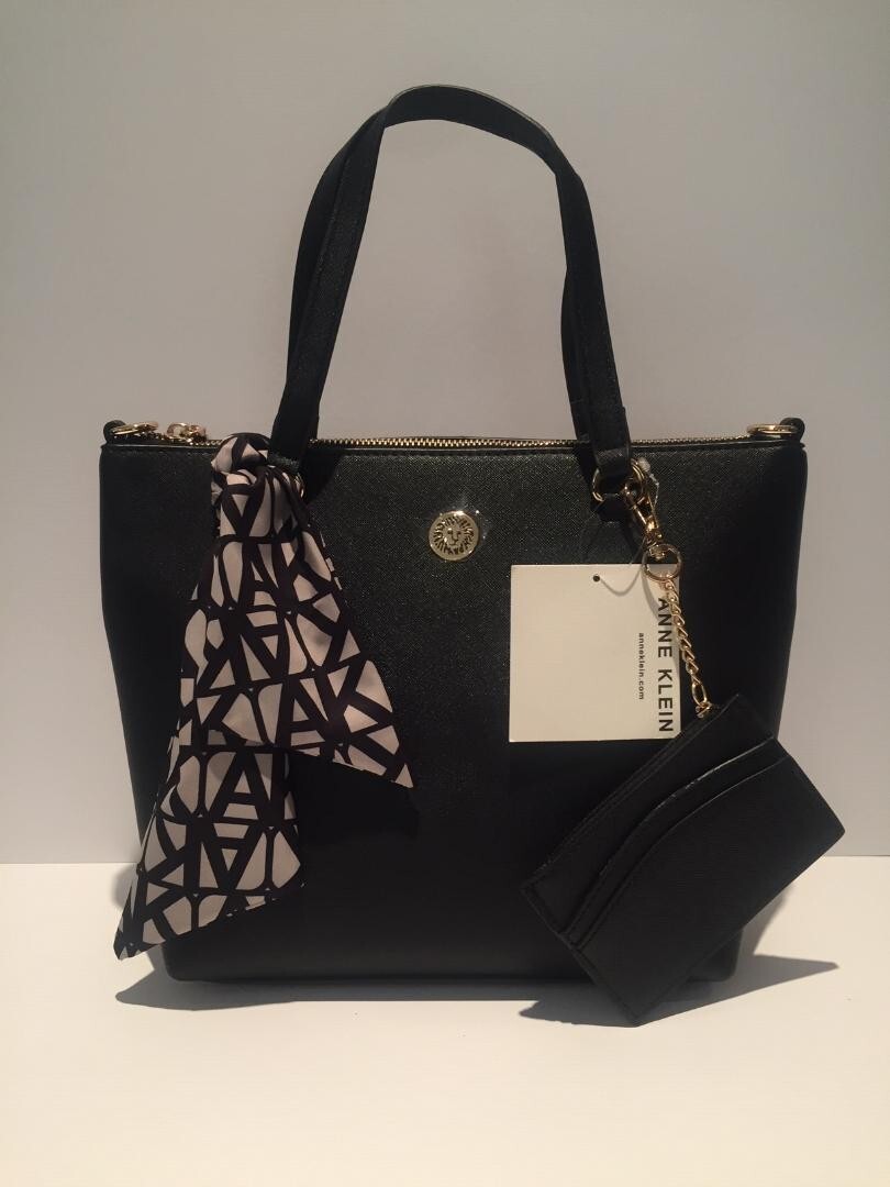 NEW WITH TAGS ANNE KLEIN STYLE TOP ZIP SATCHEL HANDLES/CROSSOVER BLACK ...