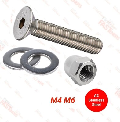 M4 M6 ALLEN SCREW COUNTERSUNK CSK BOLT WASHER DOME NUT STAINLESS STEEL ...