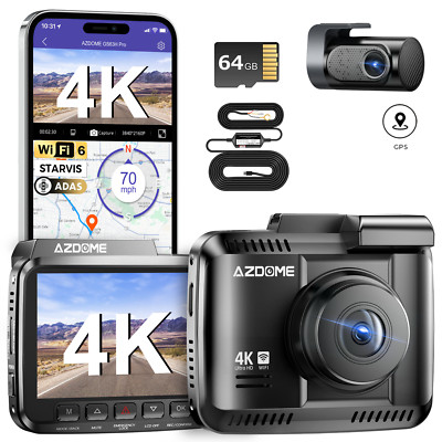 AZDOME 2CH Dash Cam Parking Mode G-Sensor Wi-Fi6 GPS Dual 4K+1080P ...