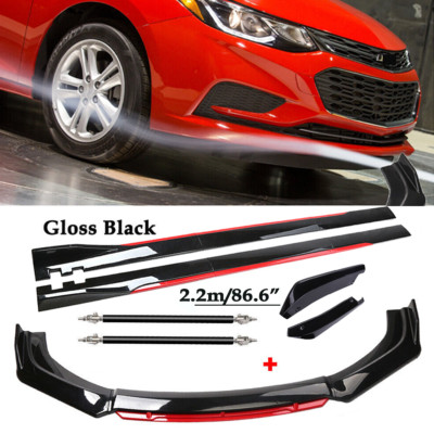 Front Bumper Rear Lip Spoiler Splitter Body Kit+Side Skirt For ...