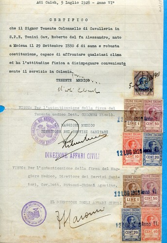 1928 MARCHE DA BOLLO COLONIE - Documento (290907) | eBay