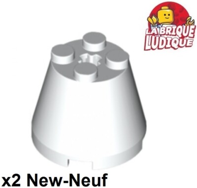 Lego 2x Cone 3x3x2 axle hole axe blanc/white 6233 NEUF | eBay